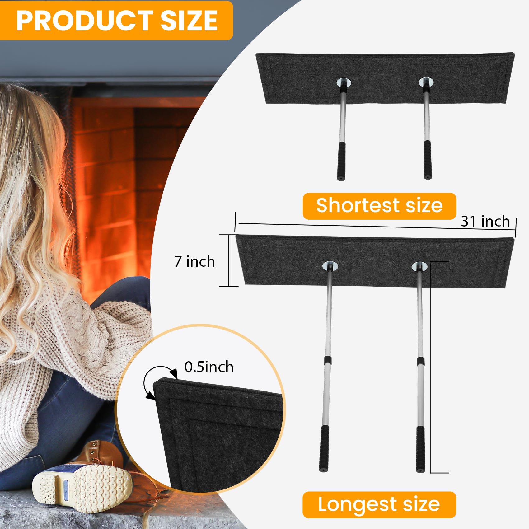 Rectangular Chimney Flue Plug 8''x32''-Fireplace Draft Stopper Fireplace Damper Seal Tool-Save Energy Block Soot &Debris-Better Than Inflatable Pillow or Balloon