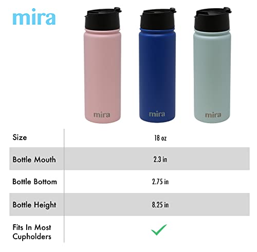 MIRA Stainless Steel Insulated Tea Infuser Bottle for Loose Tea - Thermos Travel Mug with Removable Tea Infuser Strainer - Black - 18 oz