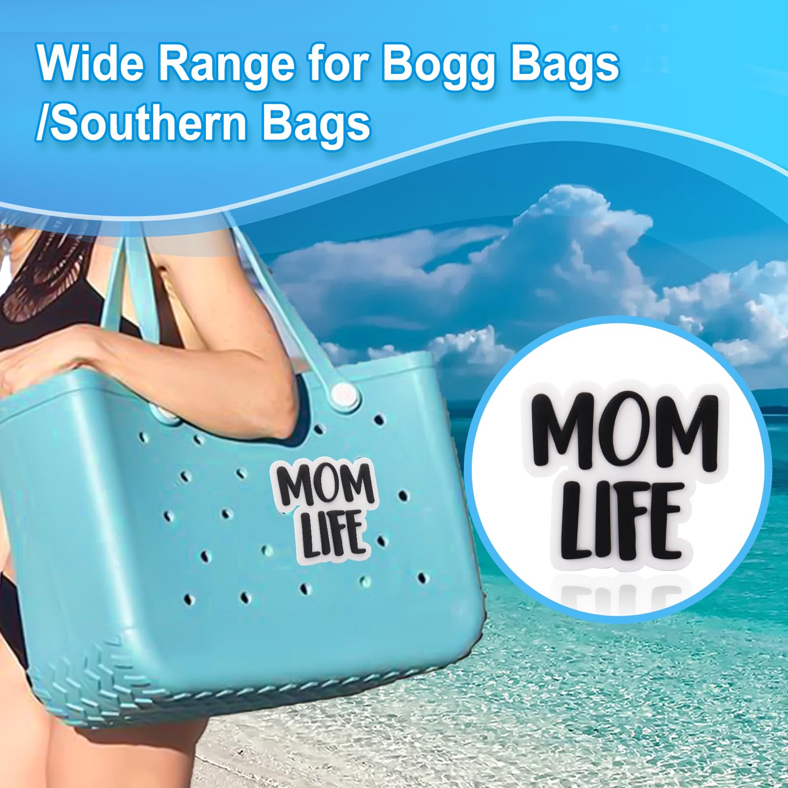 orlight Charm for Bogg Bag, Bogg Bag Charms Accessories Compatible with Bogg Bag, Insert bogg bag for Southern Bag Beach Tote Bag (Momlife)