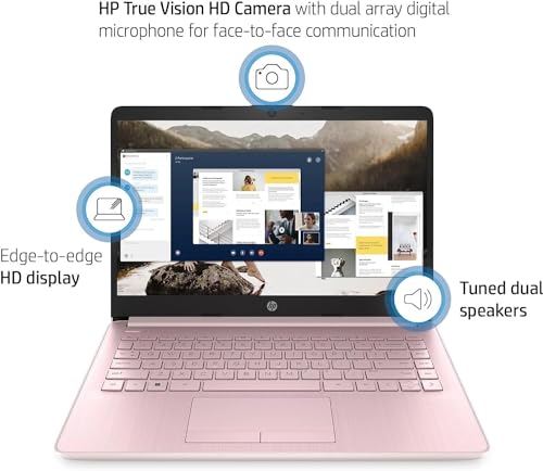 HP 14" Ultral Light Laptop, for Students and Business, Intel Quad-Core Processor, 16GB RAM, 64GB eMMC, Long Battery Life, 1-Year Office 365, Wi-Fi, Win11 H in S