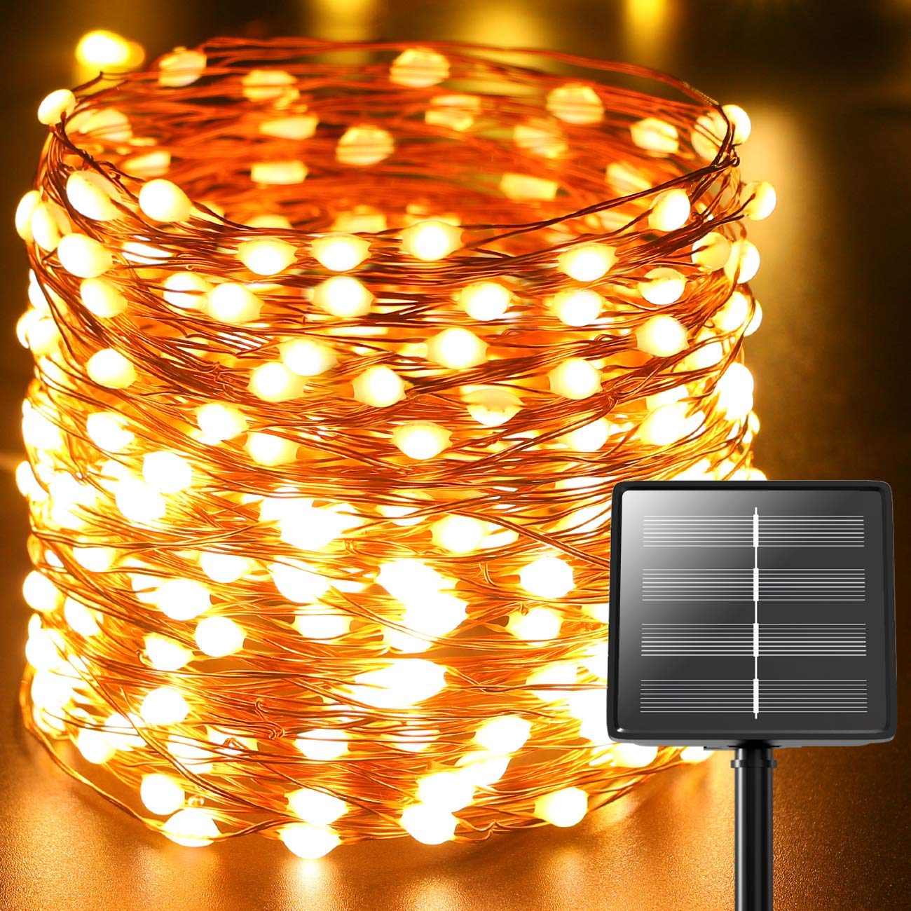 kolpop Solar String Lights Outdoor, 73ft 220 LED (Upgraded Oversize Lamp Bead) Solar Fairy Lights Outdoor Waterproof 8 Modes for Christmas Tree Lights Home Garden Party Patio(Warm White)