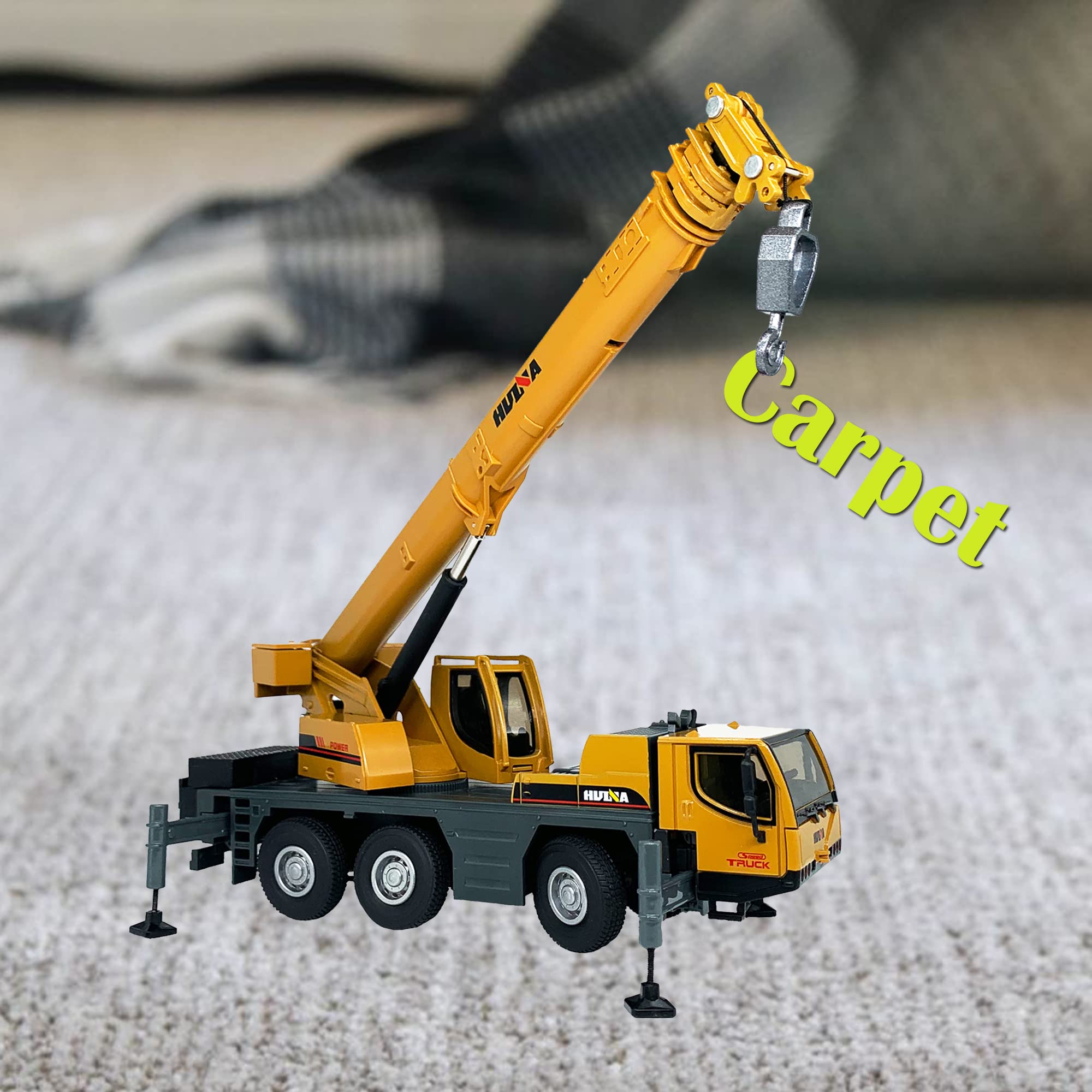 Qcar Mobile Crane Truck Construction Vehicles Toys,1:50 Scale Diecast Site Auto Crane, Toy Trucks for Kids 8,9,10,11,12 Year Old and up