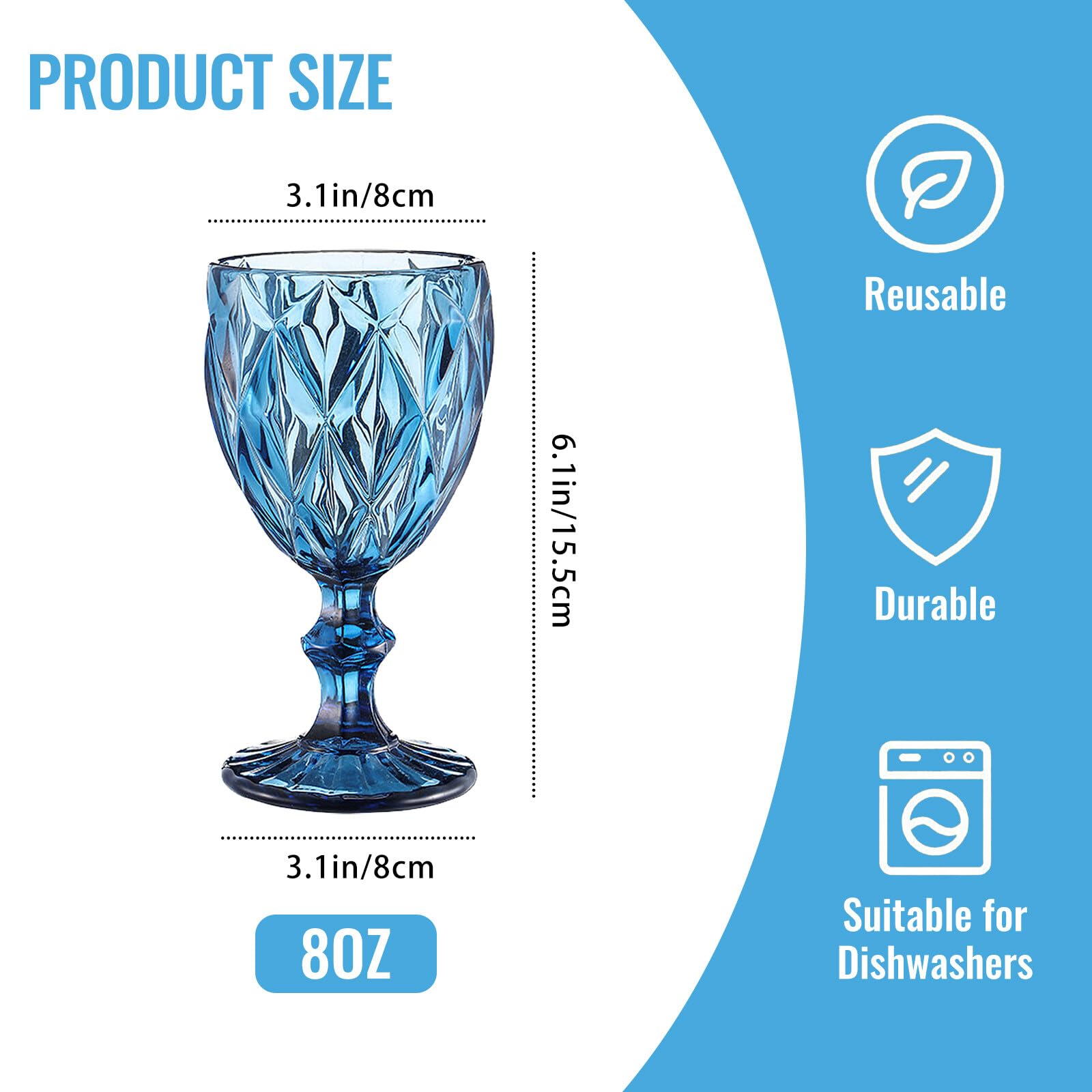 Kawlity 6pcs Glass Goblet Vintage Retro Glass Goblet Stemware Wine Goblet Wine Cup Glassware for Beverage Wine