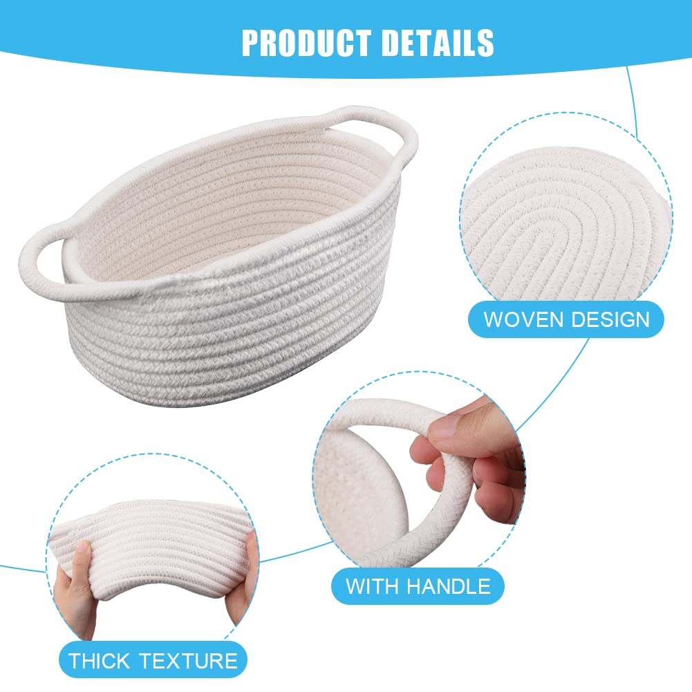 Storage Basket with Transparent Packaging Bag, Woven Basket Cosmetic Storage Bakset with Handles for Living Room, Bathroom(White)