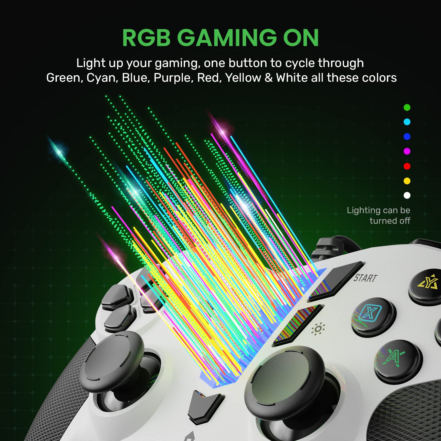 PC Steam Game Controller, IFYOO ONE Pro Wired USB Gaming Gamepad Joystick Compatible with Computer/Laptop(Windows 11/10/8/7/XP), Android(Phone/Tablet/TV/Box), PS3 - White&Black, 2x White Joystick Caps