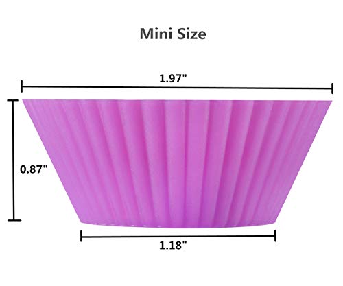 Mirenlife 2 Inch Mini Size Silicone Baking Cups Muffin Cups, Reusable and Nonstick Mini Cupcake Liners, Mini Chocolate Holders Truffle Cups, 24 Pack, 6 Vibrant Colors, Round