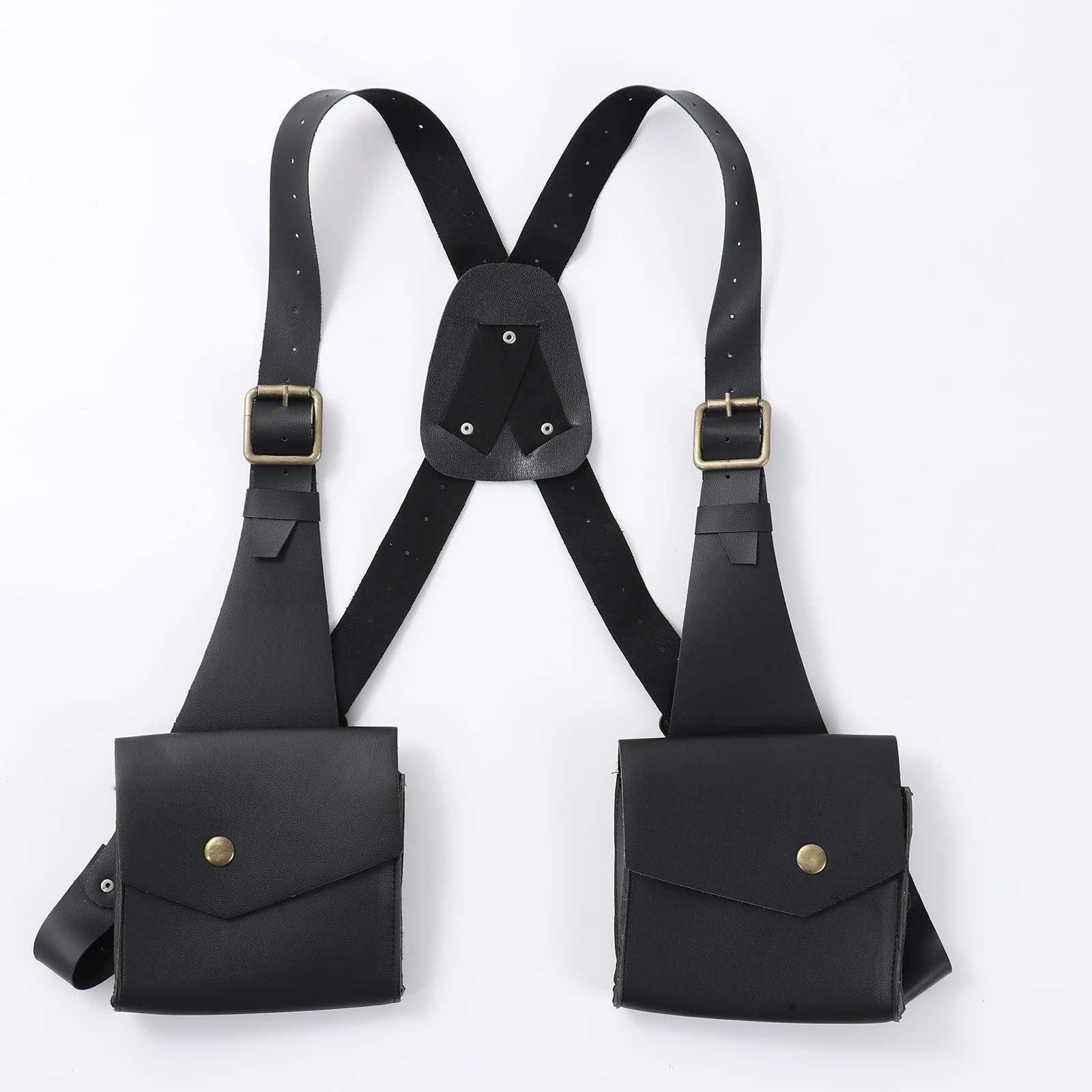 QEXTY Shoulder Holster Wallet Shoulder Holster Bag Men's Leather Anti-Theft Security Hide Holster Underarm Pocket Punk Backpack Phone Case Wallet (Color : Black, Size : One Size)