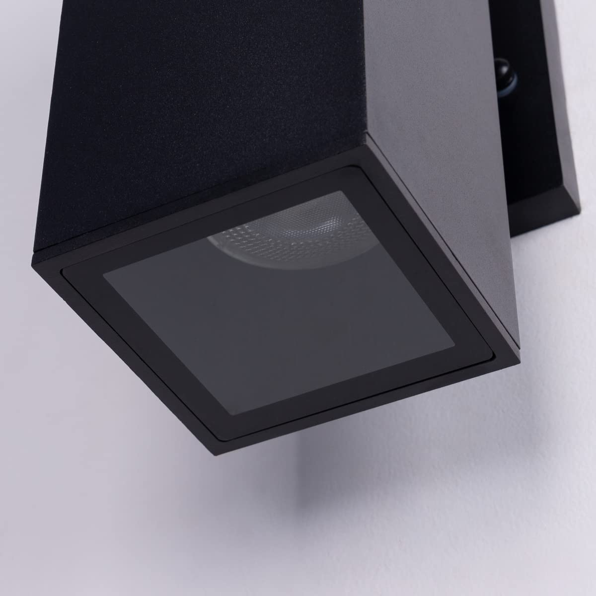 mirrea Modern Outdoor Porch Light Patio Light in 2 Lights with Aluminum Rectangular Tube and Tempered Glass Cover Waterproof Wall Sconce 2 Pack (Matte Black)