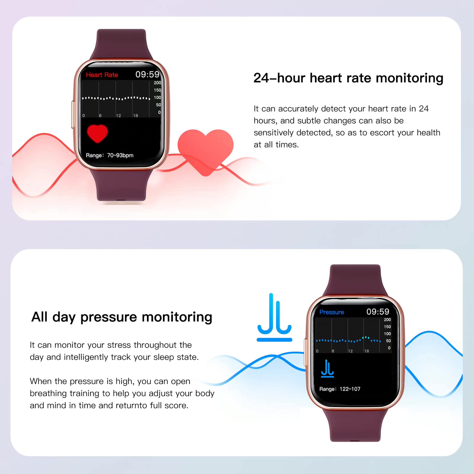 Smart Watch for Android iOS Sleep Tracker Message Notification Waterproof 100+ Dials Smartwatch Pedometer Watch Calorie Counter for Women Men