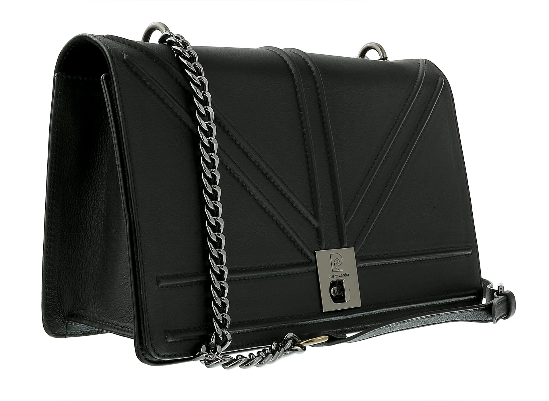 Pierre Cardin Black Leather Medium Structured Shoulder Bag for womens