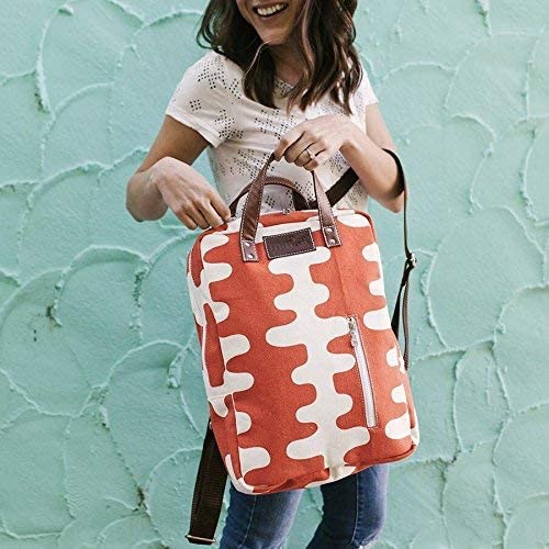 maika Recycled Canvas Zippered Backpack, Echo Tangerine, Red