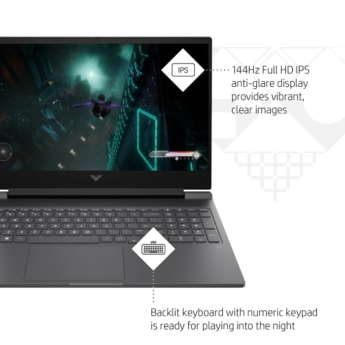 Hp Victus 16.1"" FHD 144Hz Gaming Laptop | Intel Core i7-13700H | 16GB RAM DDR5 | 2TB SSD | NVIDIA GeForce RTX 4060 | Backlit | Windows 11 Home | Bundle with USB 3.0 Hub, Mica Silver