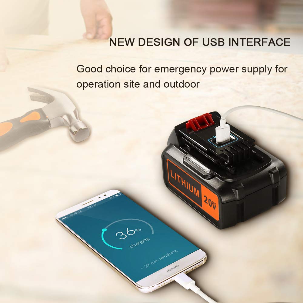 LBXR20 6.0Ah 20V MAX Replacement Lithium Battery Compatible with Black and Decker LBXR20 LB20 LBX20 LBXR2020-OPE LBXR20B-2 LB2X4020