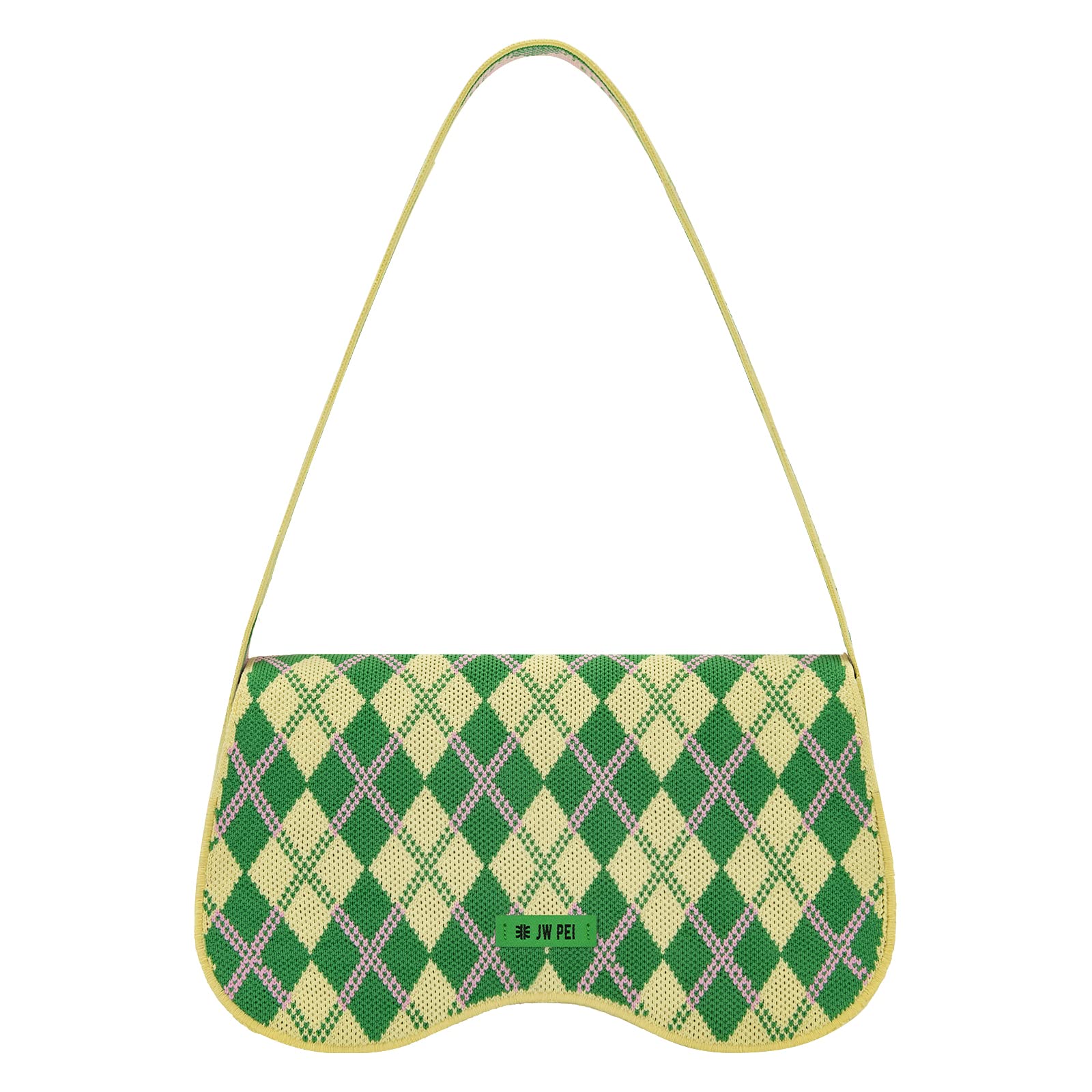 JW PEI Women's Becci Knitted Shoulder Bag (Light Yellow & Green & Pink)