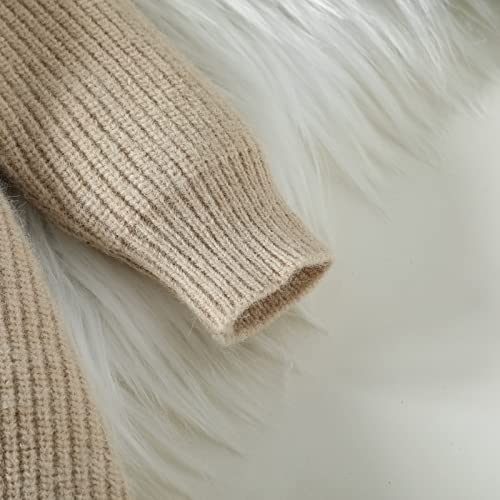 SHIBAOZI Infant Boys Girls Wool Knit Hooded Romper Long Sleeve Solid Button-Down Baby Winter Clothes Warm Outwear (Khaki, 9-12 Months)