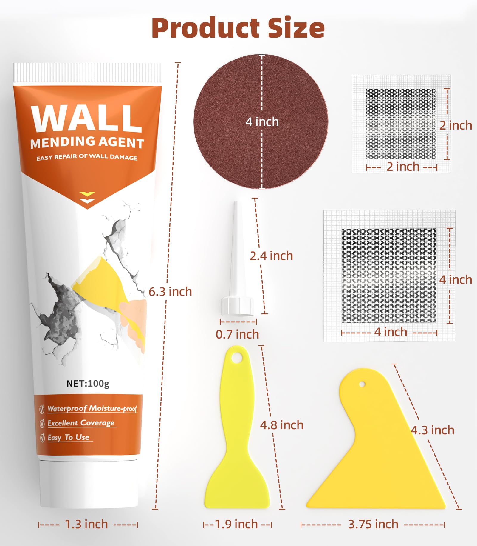 Spackle Wall Repair Kit,Drywall Repair Patch Kit,Simple Small Wall Hole Filler&Efficient Crack Repair,2 Pack Wall Putty Paste,Plaster Ceiling Repair,Apartment Friendly.