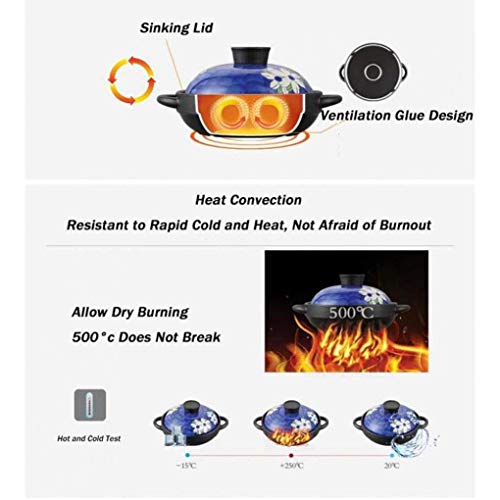 MYYINGBIN 27.5cm Moroccan Tagine Pot Ceramic Casserole Slow Cooker High Temperature Resistance Stewpot Suitable for Oven Gas Stove Microwave Oven Electric Ceramic Stove