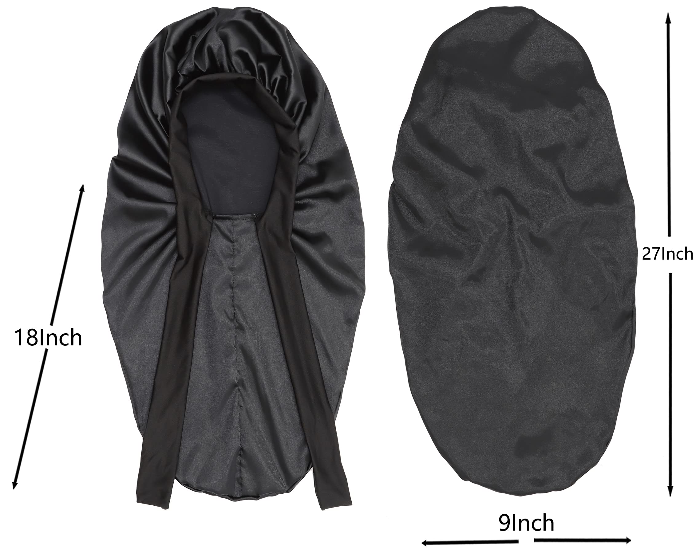 SENGTERM Silk Braid Bonnet Long Satin Bonnet Sleep Cap with tie Band Adjustable Bonnet for Women Curly Dreadlocks Frizzy Hair