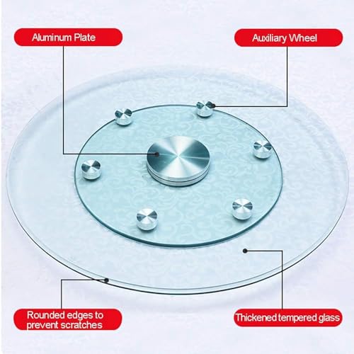 Large Dining Table Turntable, Round Clear Tempered Glass Lazy Susan Rotating Turntable Tray, for Banquets Party Family Dinners Large Swivel Serving Plate ( Color : Clear , Size : 50cm (20inch) )