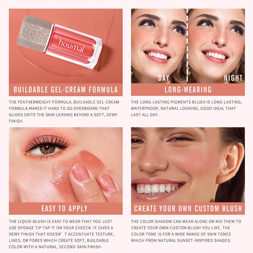 Soft Cream Liquid Blush Stick,Korean Liquid Blushes Cheeks Brush,Moisturizing Creamy Formula,Silky Smooth Lightweight Blendable Blush Lasting Sheer Rouge Tint, Natural-Looking Advanced Hazy Feeling (01# Smoked Pink)
