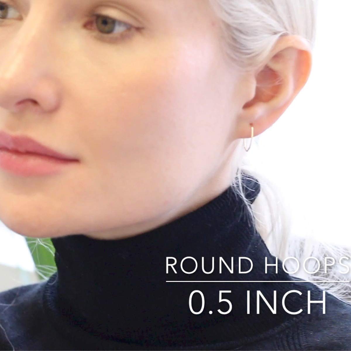Humble Chic Small Hoop Earrings for Women - Hypoallergenic Lightweight Wire Threader Loop Drop Dangles, Safe for Sensitive Ears, 925 White - 0.5 inch