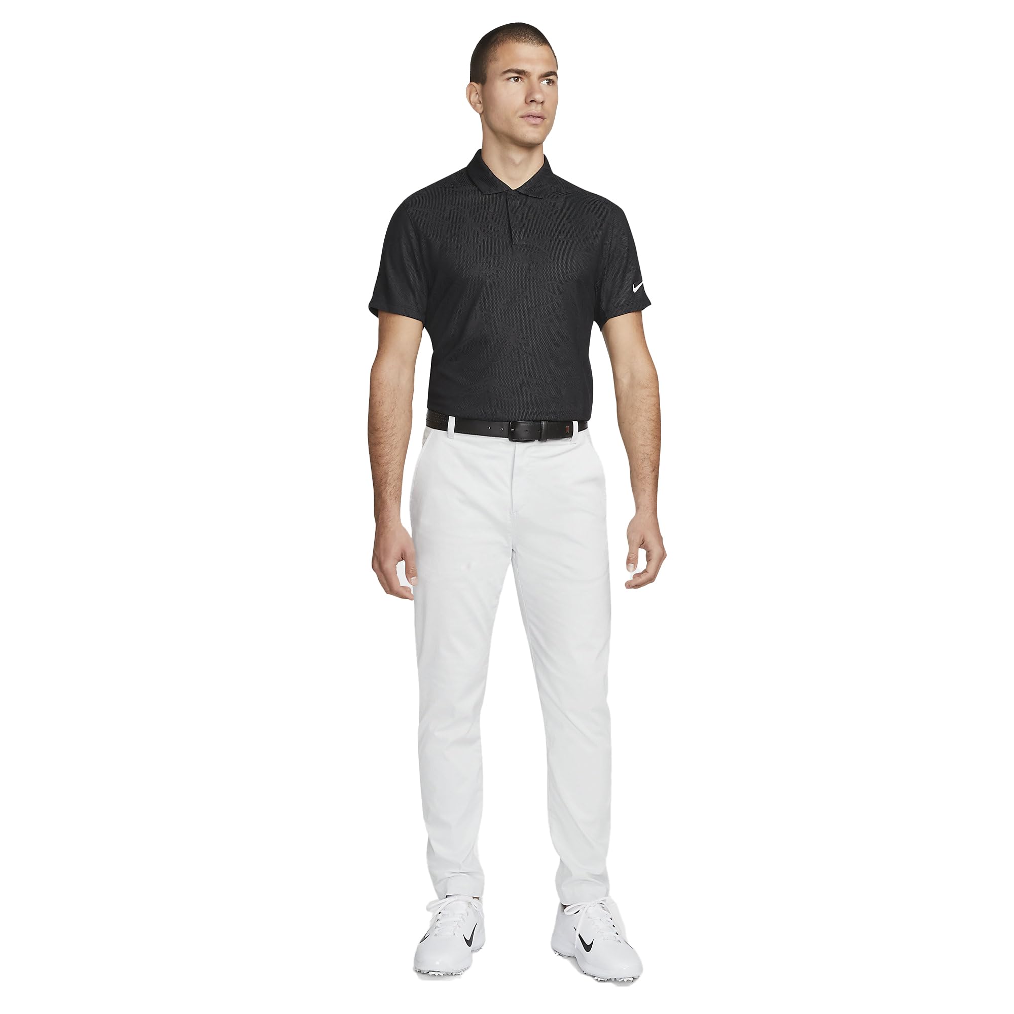 Nike Dri-FIT ADV Tiger Woods Men's Golf Polo Shirt,Black/Dark Smoke Grey/White, Large