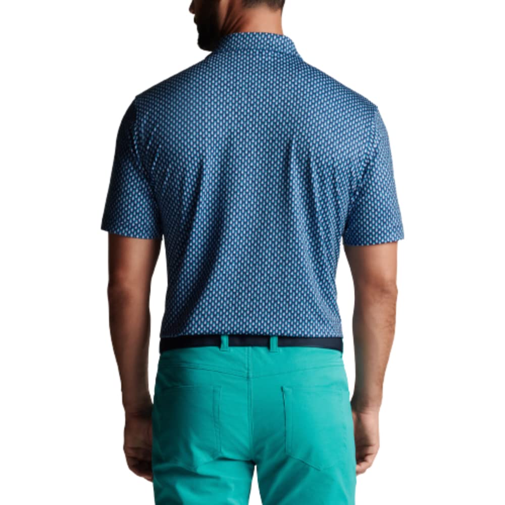 PETER MILLAR Mens Pina Skullada Performance Print Jersey Golf Polo - Navy L