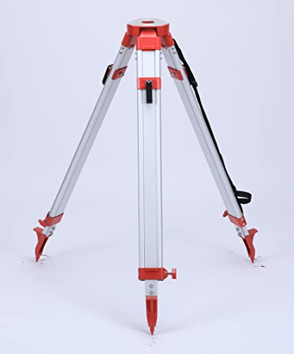 Surveying Tripod, Aluminum Survey Tripod with 5/8-Inch 11-Threaded Flat Head Quick Clamp for Auto Level