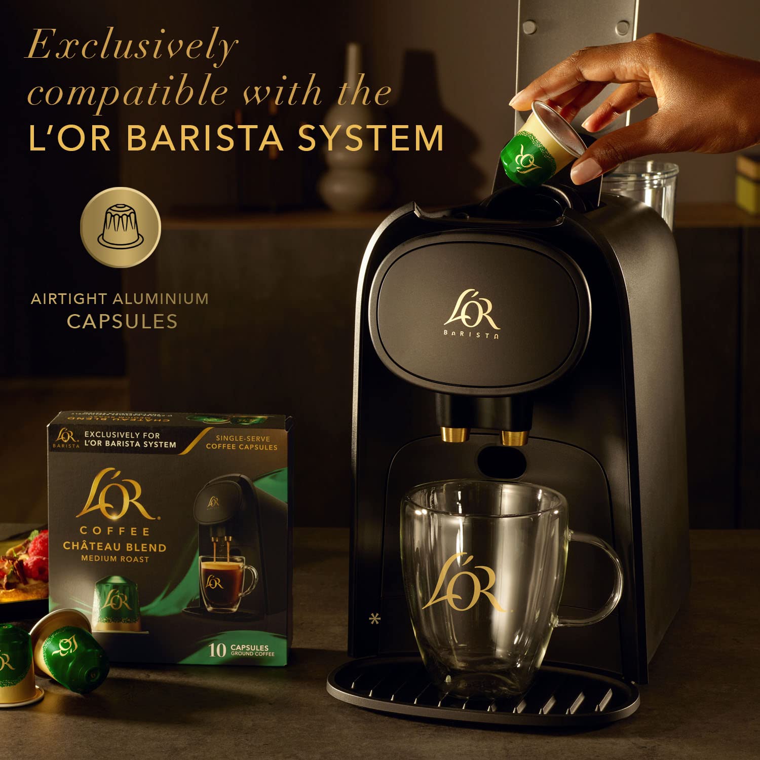 L'OR Coffee Pods, 30 Capsules DECAF Medium Roast, Single Cup Aluminum Coffee Capsules Exclusively Compatible with the L'OR BARISTA System