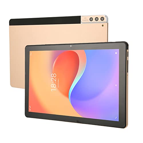 soobu 10 Inch Tablet, Fast Charging Support 12GB RAM 128GB ROM 1920x1080 IPS Gold 100-240V 5G WiFi Calling Tablet Octa Core Processor for Reading for Android 11.0 (US Plug)