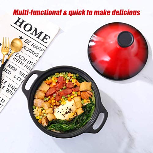 MYYINGBIN Tagine Cooking Pot with Lid Hand Painted Ceramic Casserole Stew Pot Healthy Cookware with Handle, Red