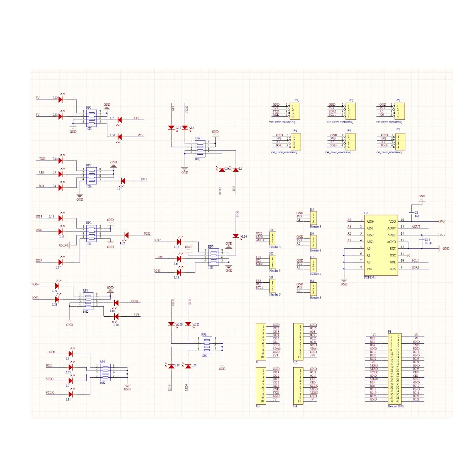 Sensor Expansion Board, Development Board ADDA Chip LED GPIO IO Port Clear Identification Standard Hole Excellent PCB for 4B 3B CM4