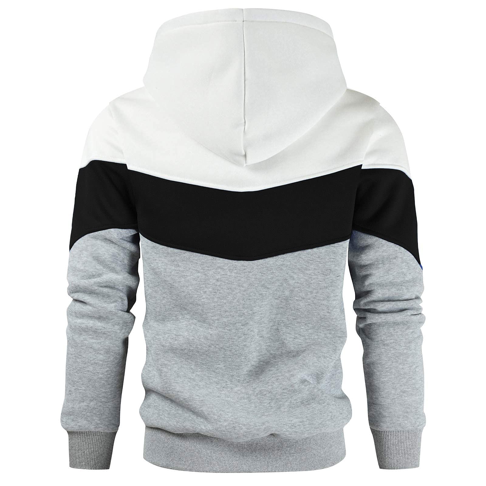 KouKou Mens Hoodies - Sweatshirt With Pocket Color Block Blend Fleece Drawstring Casual Athletic Hoodies For Men(Grey-2XL)