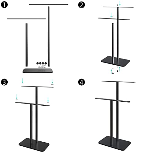 Towel Rack,Hand Towel Holder for Bathroom,Kitchen Hand Towel Rack for Countertop Vanity,Double-T Hand Towel Stand with Base,Metal Towel Stand,Black