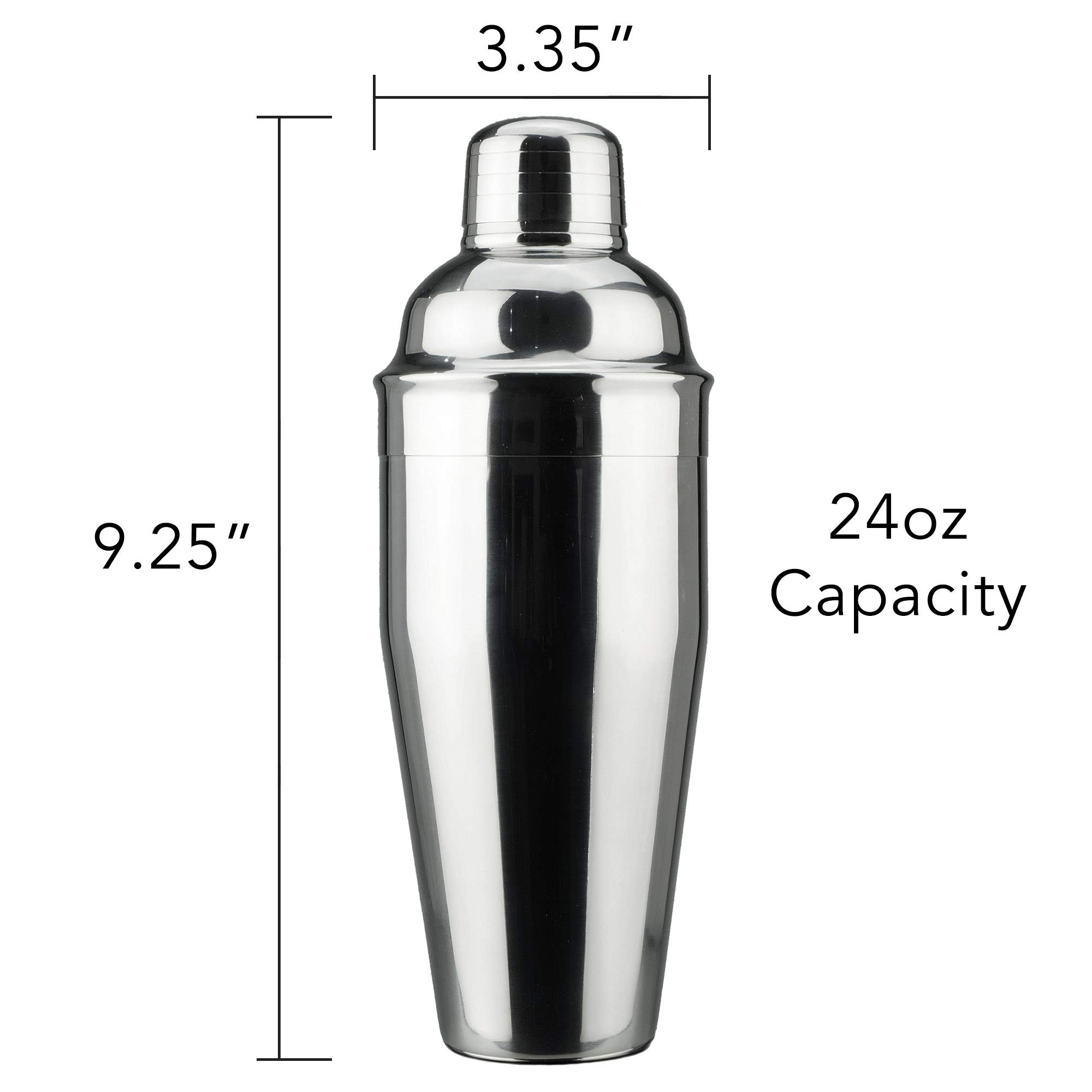 PG Professional Cocktail Shaker - 24 oz Stainless Martini Tin with Built-in Strainer and Measuring Cup - Perfect for Mixing Drinks