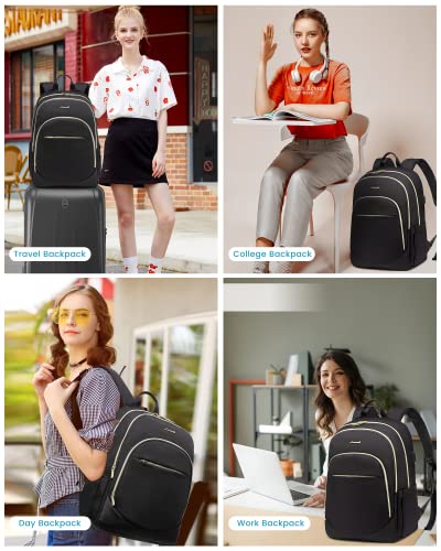 LOVEVOOK Laptop Backpack for Women & Men, 17.3 Inch Anti Theft Travel Backpack with USB Port, Stylish Casual Daypack for College, Large Capacity Teacher Nurse Work Backpack Purse, Black