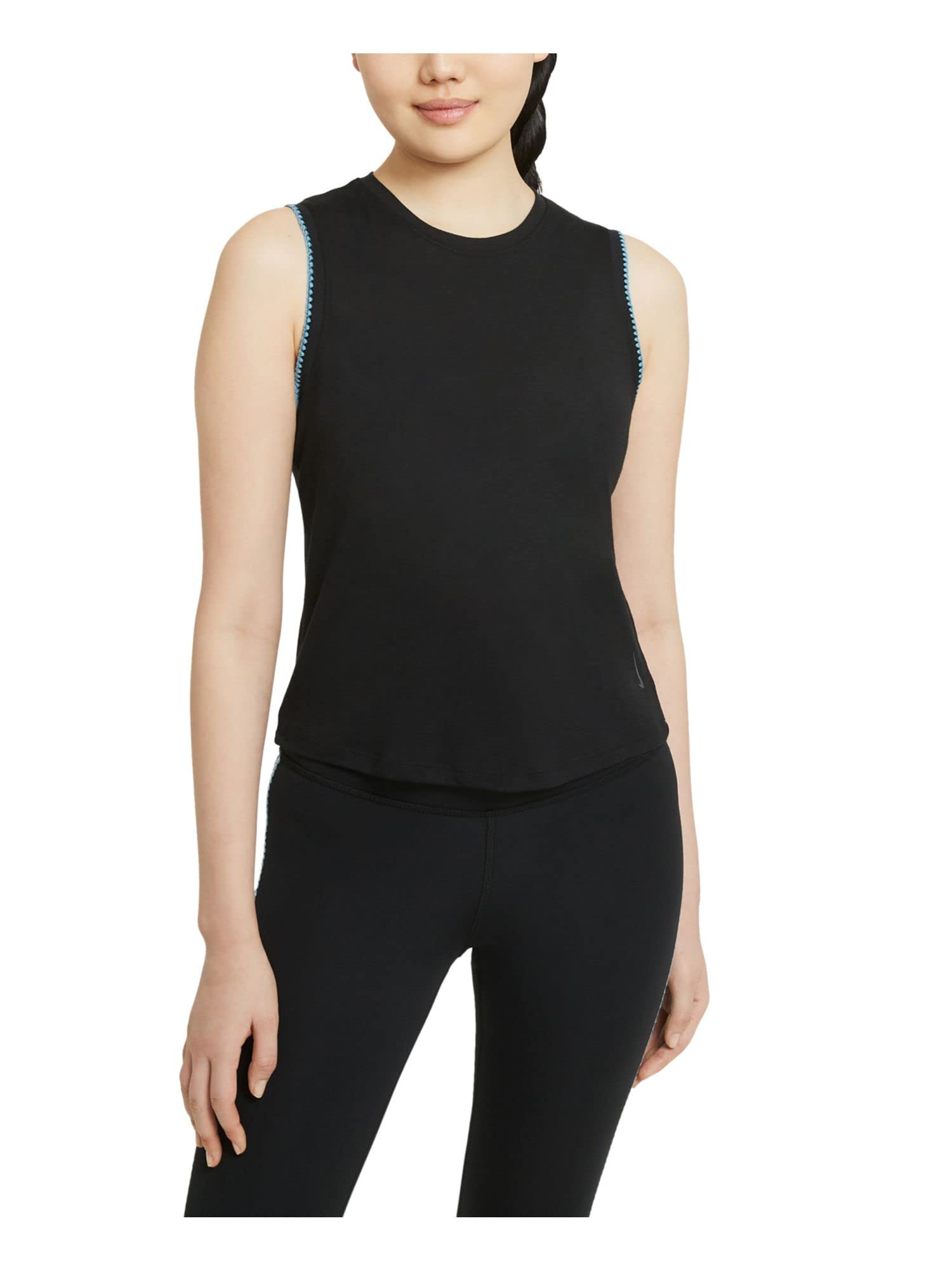 Nike Women's Crochet-Trimmed Yoga Tank Top (Black, Small)