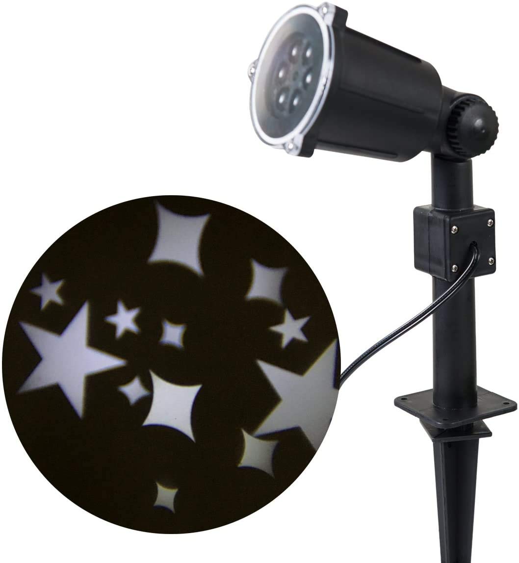 LED Light Projection for Indoors/Outdoors | Festive Colorful Light Display for Home and Garden (Christmas or Kaleidoscope Light) (White Starry Light Decor)