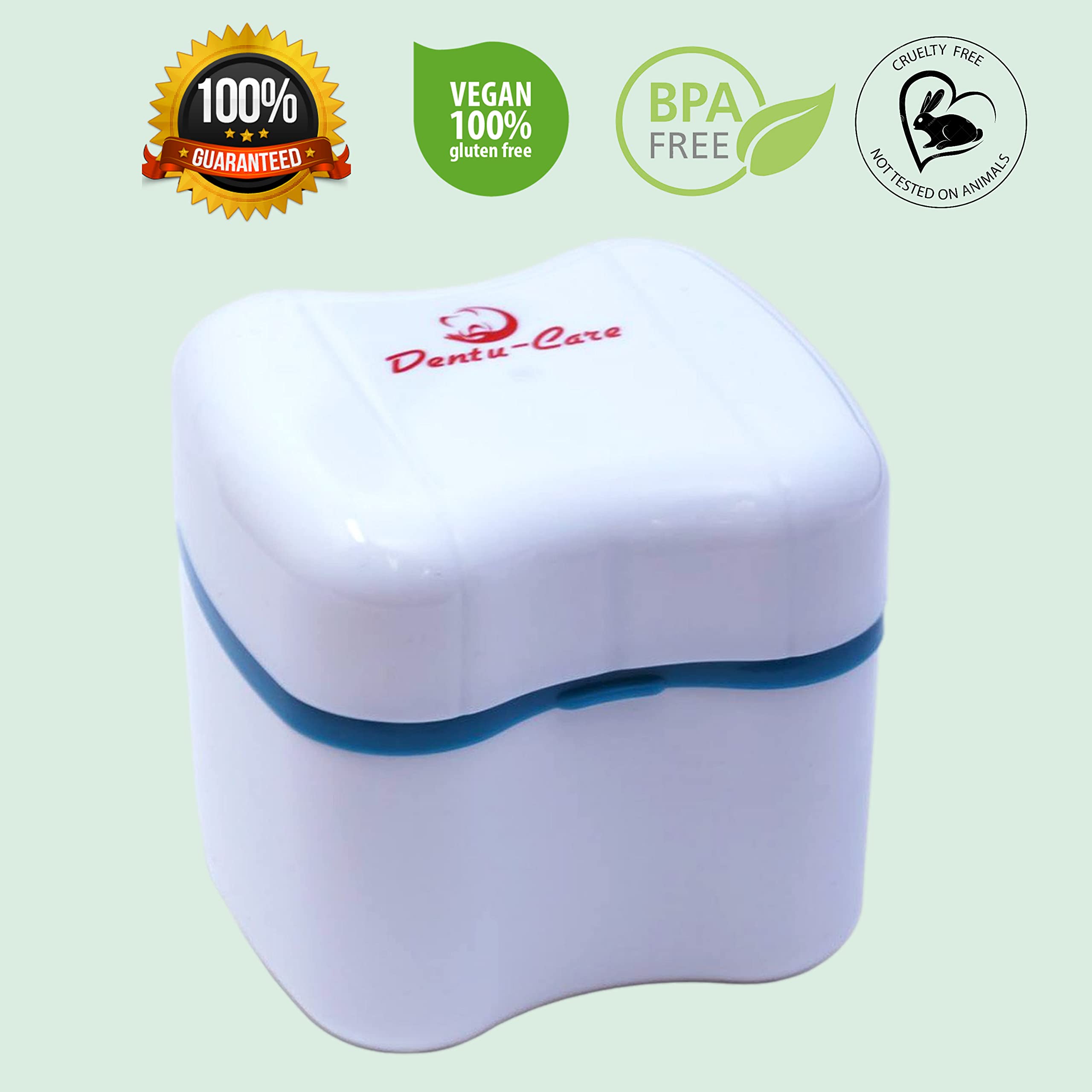 Polident Denture Cleaner Overnight Tablets 120 Tablet Bundle with Dentu-Care Denture Retainer Cleaning Cup Case Box With Basket Lid for Maintaining Good Oral Care for Full/Partial Dentures