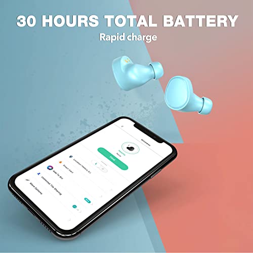 KOSETON E9 True Wireless Earbuds, Baby Blue β Wireless in-Ear Headphones for Running and Sport β Bluetooth Earbuds with a Comfortable, Secure Fit, 30 Hour Battery, Great Sound