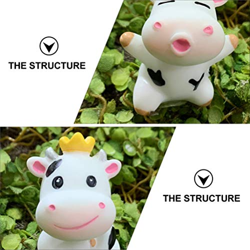 PRETYZOOM 10pcs Miniature Figurines Cow Cattle Year Ox Cow Cake Topper Fairy Garden Animals for Micro Landscape Plant Pots Bonsai Craft Decorations(Random Style)