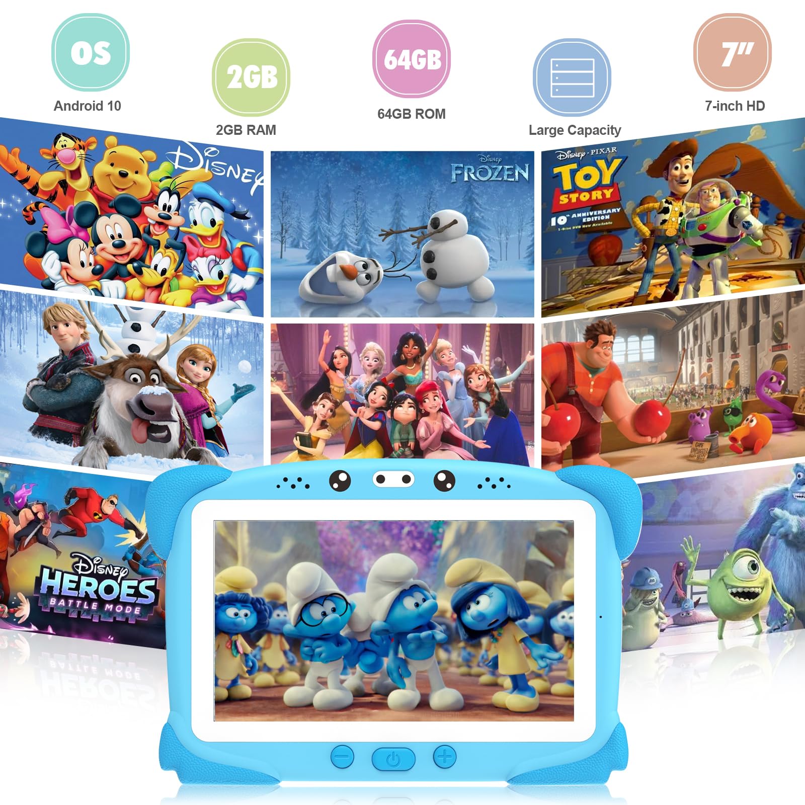 Kids Tablet 7 Toddler Tablet for Kids, 32GB Tablet for Toddler Learning, Children Tablet with WiFi, Camera, IPS Screen, Parental Control, Pre-Installed Apps, for Boys Girl(Blue)
