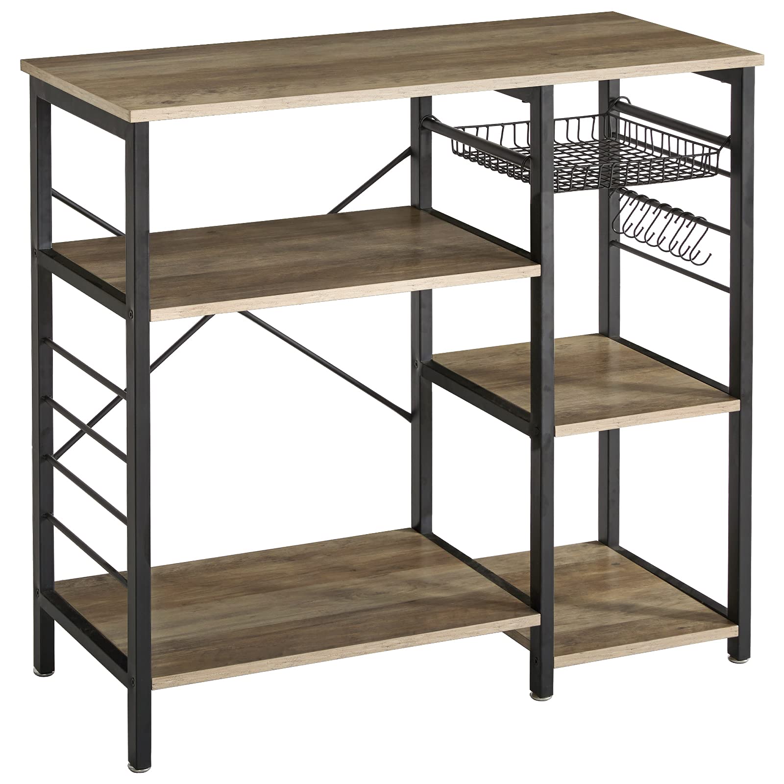 IBUYKE Industrial Kitchen Baker’s Rack, Coffee Bar, Utility Storage Shelf, Microwave Oven Stand, 4-Tier+3-Tier Table for Spice Rack, Simple Assembly TMJ021H