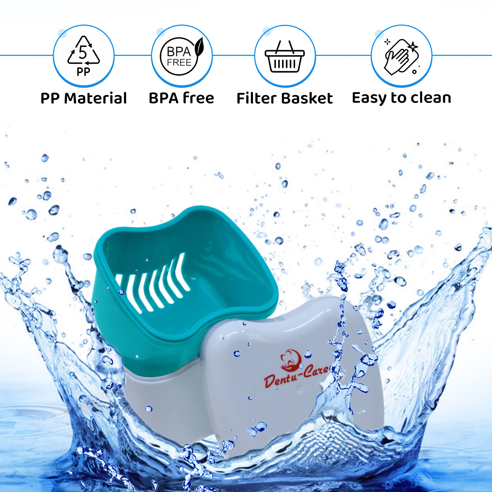 Polident Overnight Whitening Denture Cleaner Tablets 120 Tablets Bundle with Dentu-Care Denture Case with Lid and Dentu-Care Denture Brush for Maintaining Good Clean Full/Partial Dentures