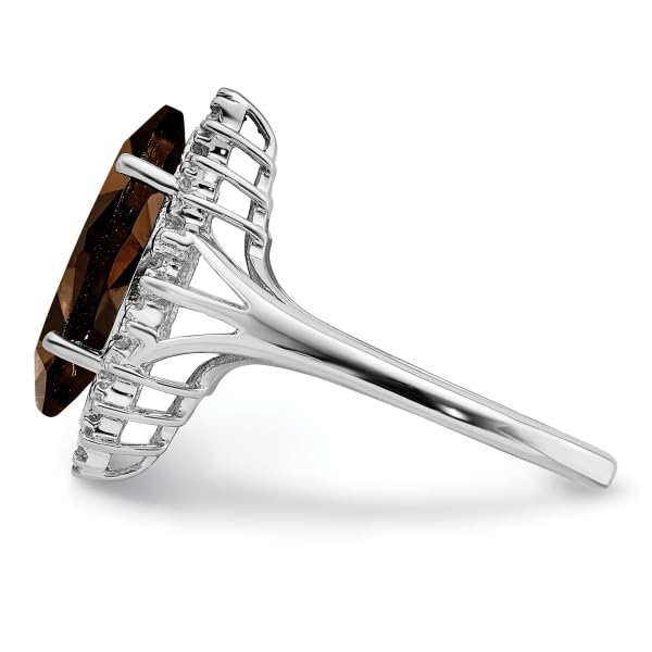 IceCarats 925 Sterling Silver Brown Smoky Quartz Diamond Ring Size 7