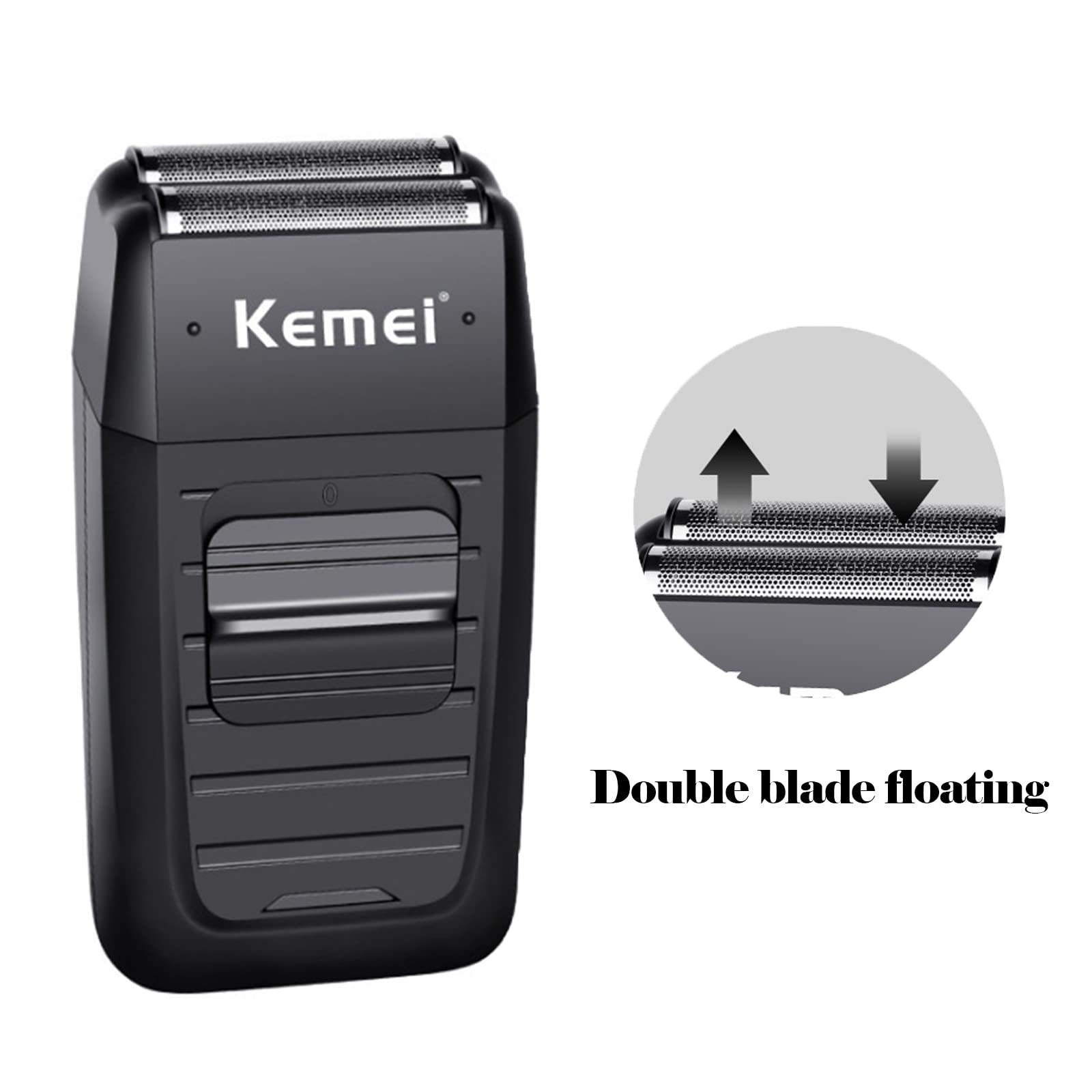 KEMEI Men's Reciprocating Cordless Razor Electric Rechargeable Razor Precision Beard Sideburn Trimmer Razors Twin Blade Multifunction Grooming Razor