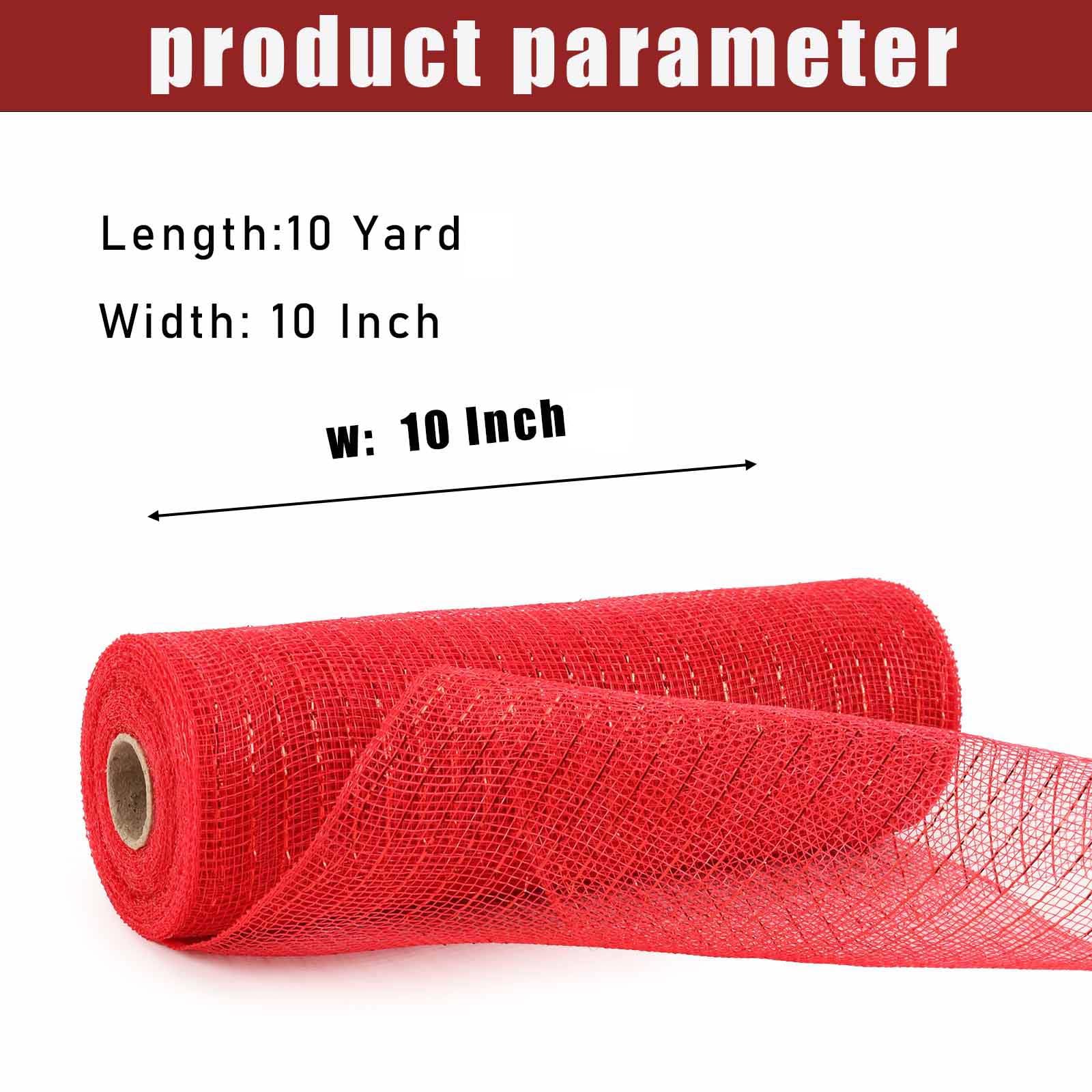 LaRibbons Deco Mesh Ribbon,10 inch x 30 feet Each Roll,Metallic Foil Red and White Rolls for Wreaths, Swags and Christmas Tree Decoration,4 Roll