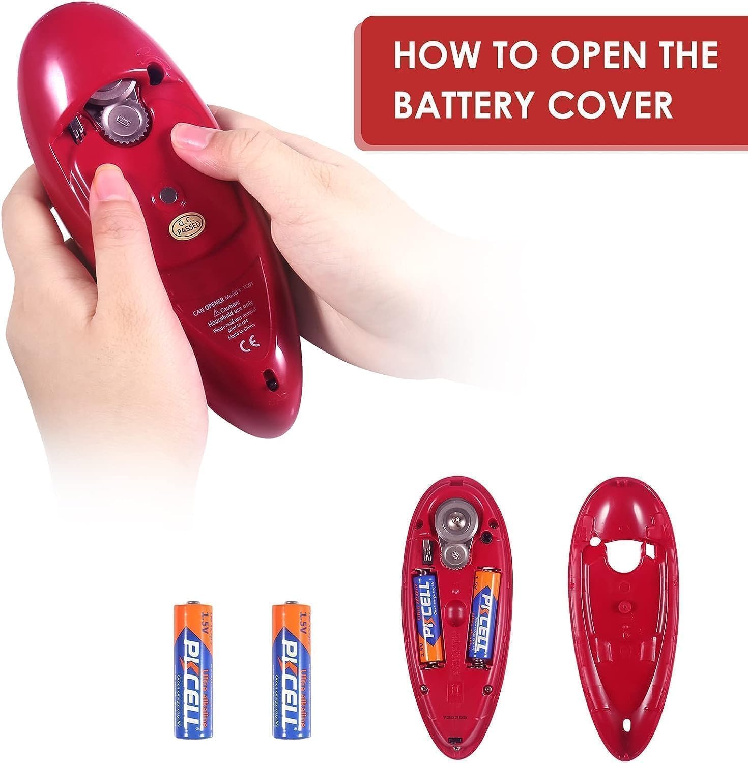 One Touch Battery Operated Electric Can Opener, Easy Open Any Can Size with No Sharp Edge, Hands Free and Food-Safe Automatic Can Opener, Kitchen Gadget Electric Can Opener for Seniors with Arthritis