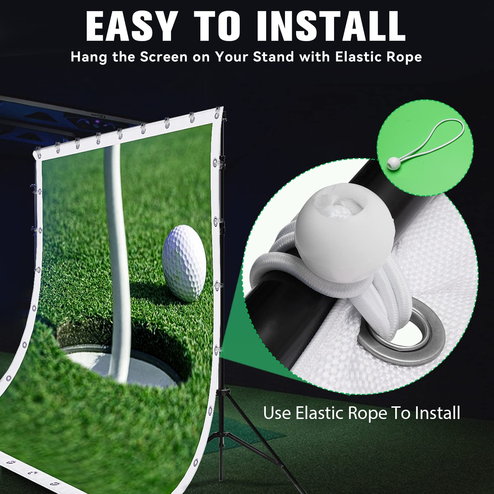 NATBEESY Golf Simulator Impact Screen for Golf Training, Indoor Golf Impact Screen 9.8 ft x 9.8 ft, Come with 40pcs Grommet Holes, Natual Polyester Fabric HD Projection.