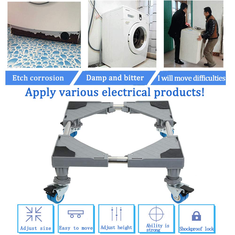 Multi-Functional Furniture Dolly Roller Base Adjustable Movable Base Refrigerator Stand for Washing Machine Refrigerator and Dryer (8 Rounds of Lifting)